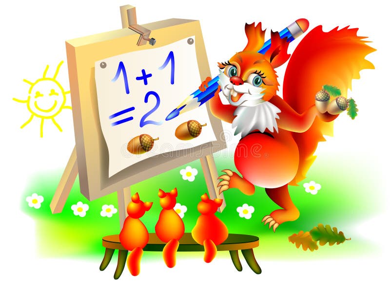 Illustration of Squirrels Learning Count Numbers. Stock Vector ...