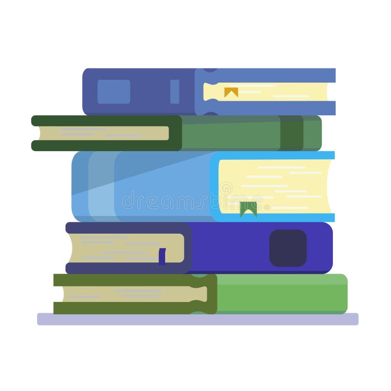 Illustration of a Stack of Books. Blue and Green Books Stock Vector ...