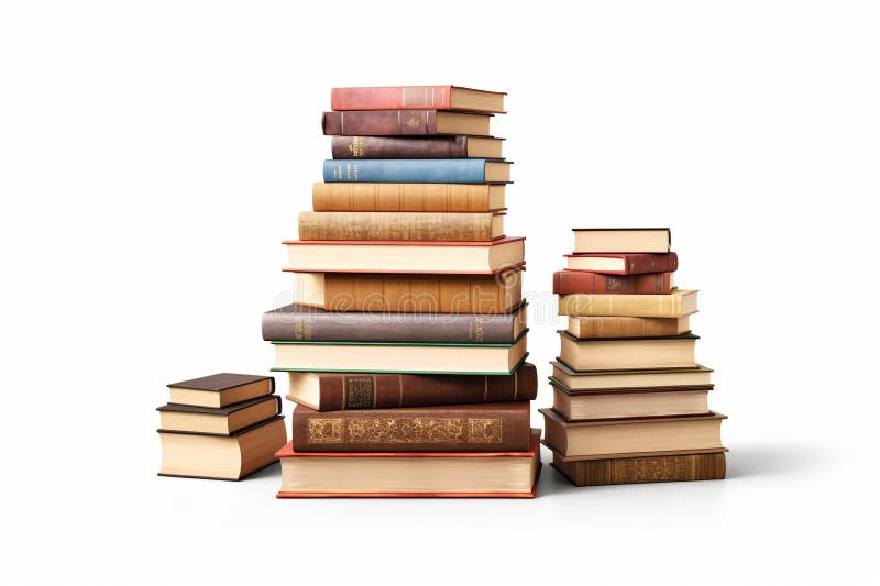 Illustration of a Stack of Books with a Box of Books on White Backgound ...