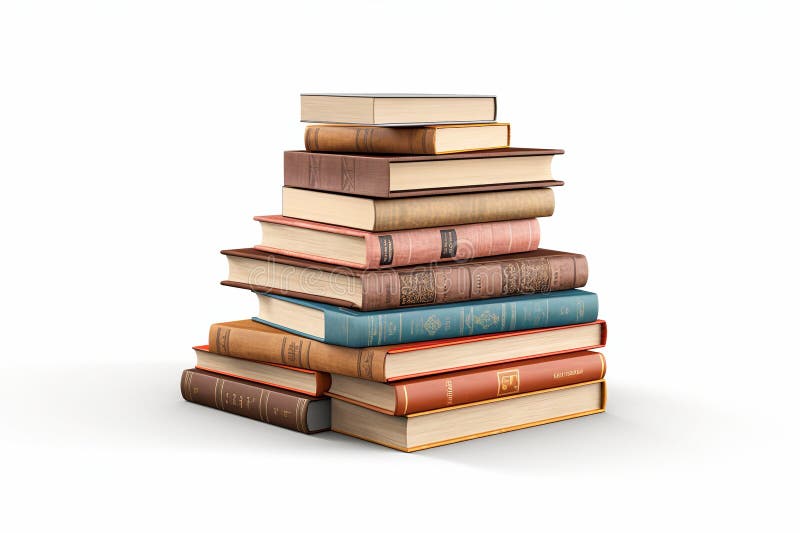 Illustration of a Stack of Books with a Box of Books on White Backgound ...