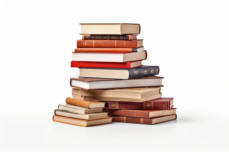 Illustration of a Stack of Books with a Box of Books on White Backgound ...