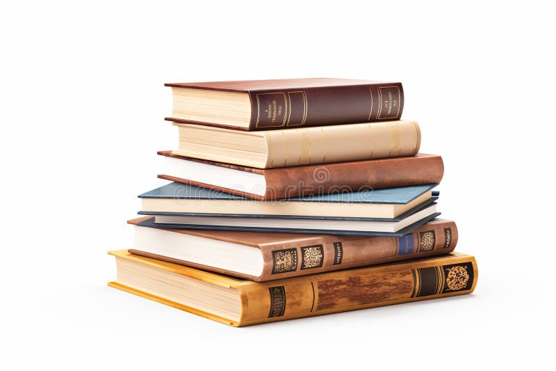 Illustration of a Stack of Books with a Box of Books on White Backgound ...