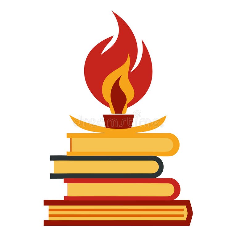 Knowledge is Power: Stack of Books with a Burning Flame on Top Stock Vector - Illustration of ...