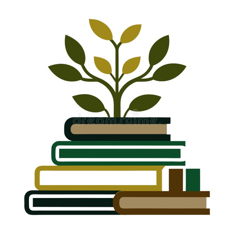 Stack of Books with Sprout: Knowledge, Growth, and Learning Concept ...