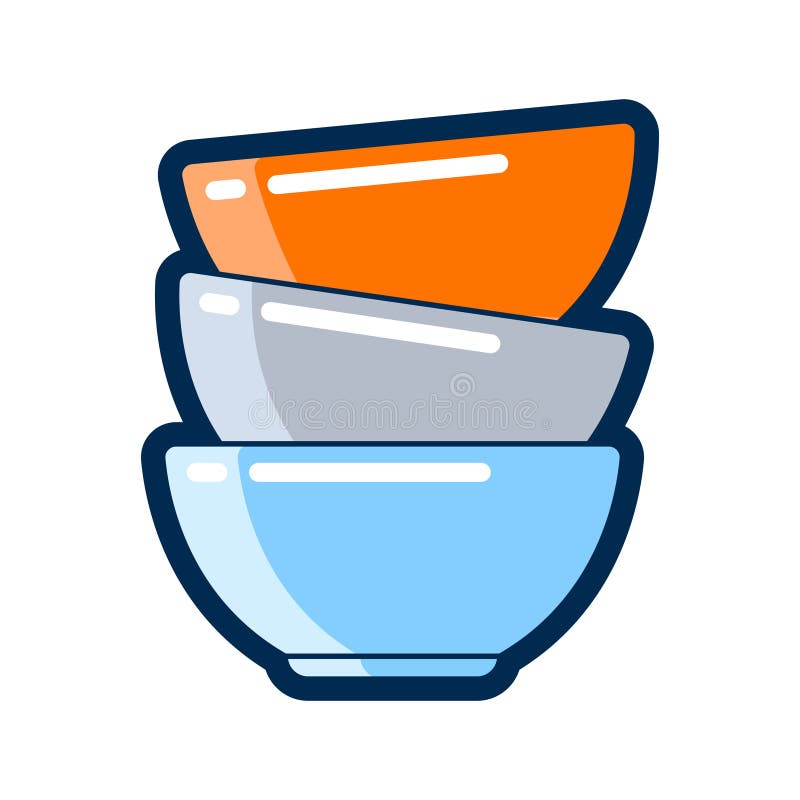 Illustration of Stack of Plates. Stylized Kitchen Utensil Item. Stock ...