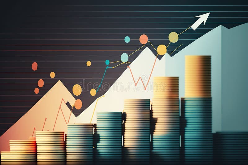 Illustration of a Stack of Coins in the Form of a Graph, Price Rise and ...