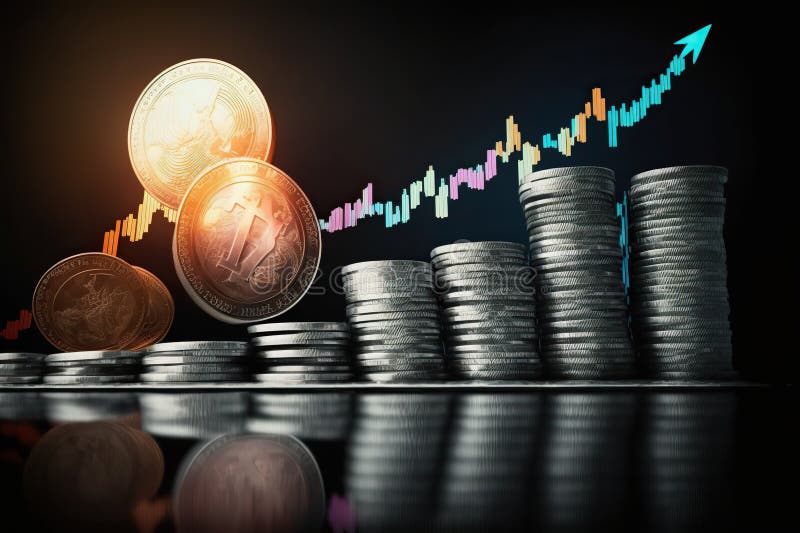 Illustration of a Stack of Coins in the Form of a Graph, Price Rise and ...