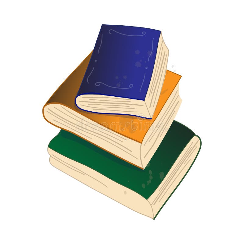 Illustration of a Stack of Magical Books on a White Background Stock ...