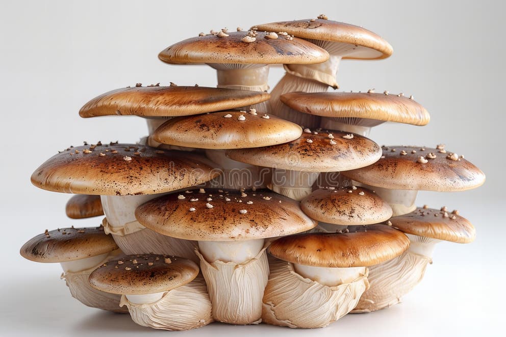 Illustration of Stack of Mushrooms on a White Background, High Quality ...