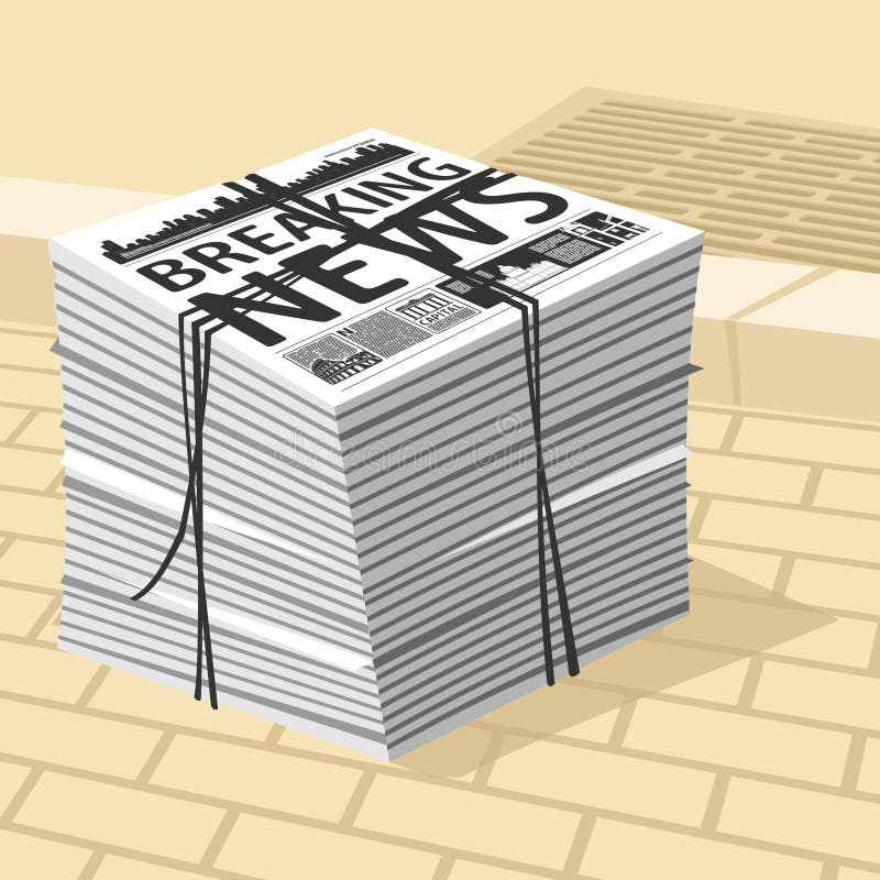 Illustration Stack Newspapers Breaking News Stock Illustration ...