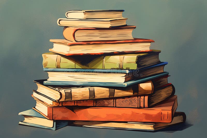 Illustration of a Stack of Old Books. Generative AI Stock Illustration ...
