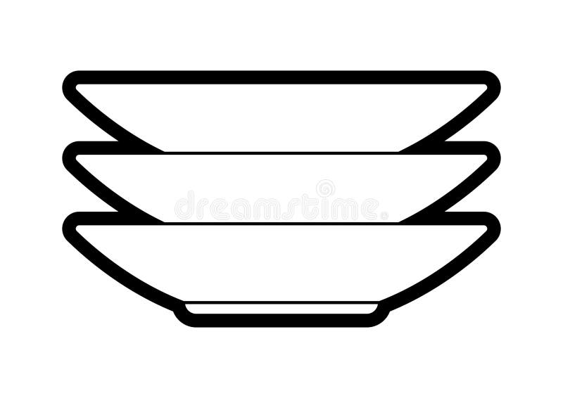 Illustration of Stack of Plates. Stylized Kitchen Utensil Item. Stock ...