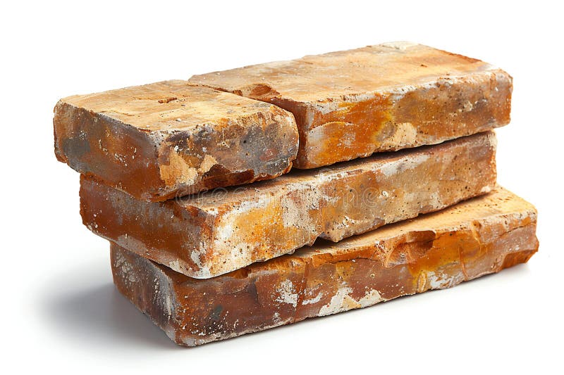 A Stack of Three Orange Bricks Isolated on White Background with ...