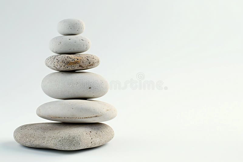 Stack of White Zen Stones on White Background, Zen Concept Stock ...