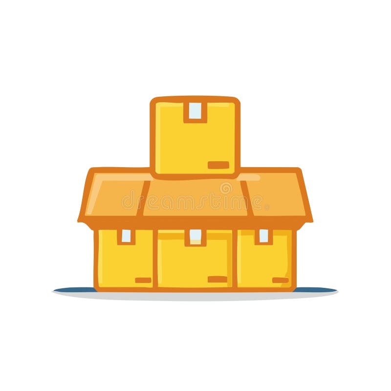 Illustration of Stacked Cardboard Boxes, Parcel Delivery, Packaged ...