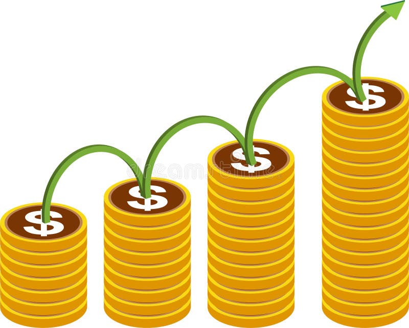 Illustration of Stacked Dollar Coins. Increase the Value of Dollar ...