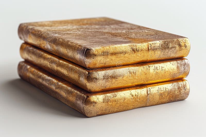 Illustration of Stacked Gold Books on a White Background for Creative ...