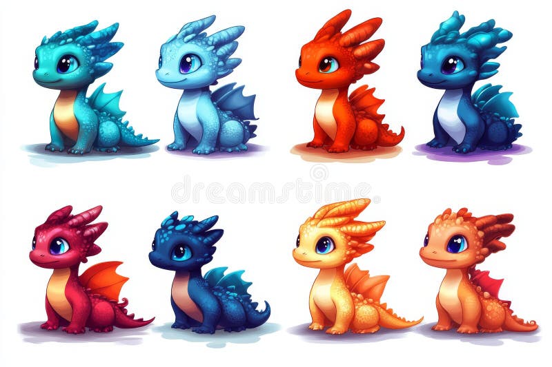 This is an Illustration of a Stacker Pack of Colorful Cartoon Dragon ...