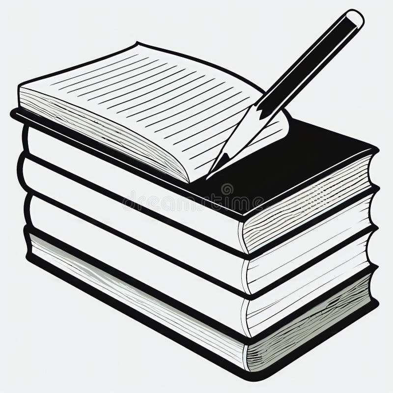Illustration of Stacks of Books and Pencil - Icon, Symbol Stock ...