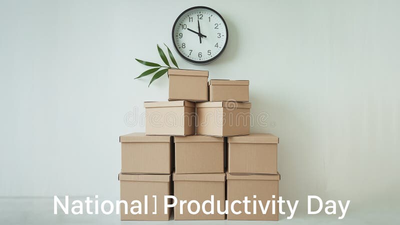 Illustration of Stacks of Cardboard Boxes with Clock for National ...