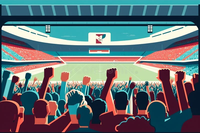 Illustration of a Stadium during a Match with Fans Visible. Stock ...