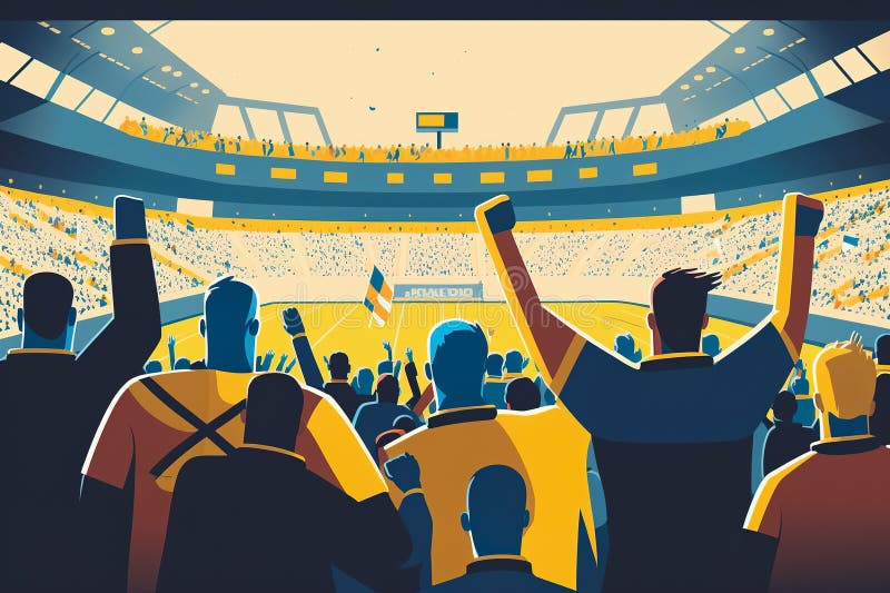 Illustration of a Stadium during a Match with Fans Visible. Stock ...