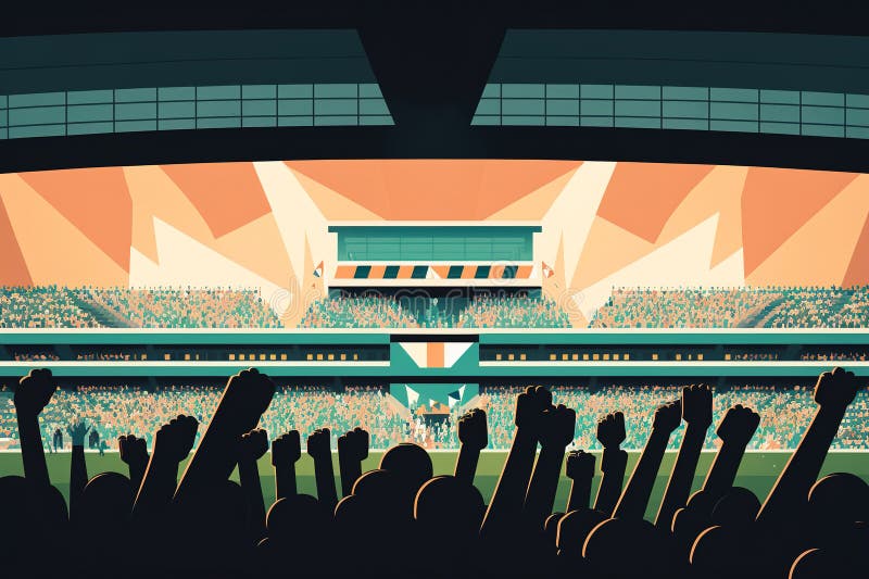 Illustration of a Stadium during a Match with Fans Visible. Stock ...