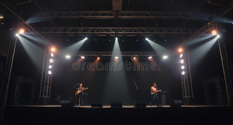 Illustration Stage with Crew Band Stock Photo - Image of show, stage ...
