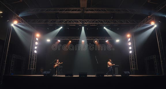 Illustration Stage with Crew Band Stock Photo - Image of show, stage ...