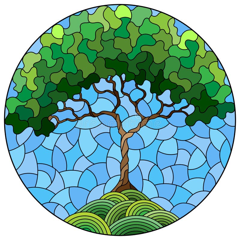 Stained Glass Round Tree Stock Illustrations – 210 Stained Glass Round ...