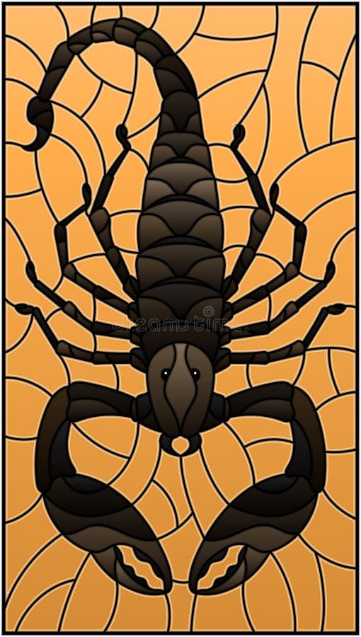 An Illustration in Stained Glass Style with Abstract Scorpion, Tone ...