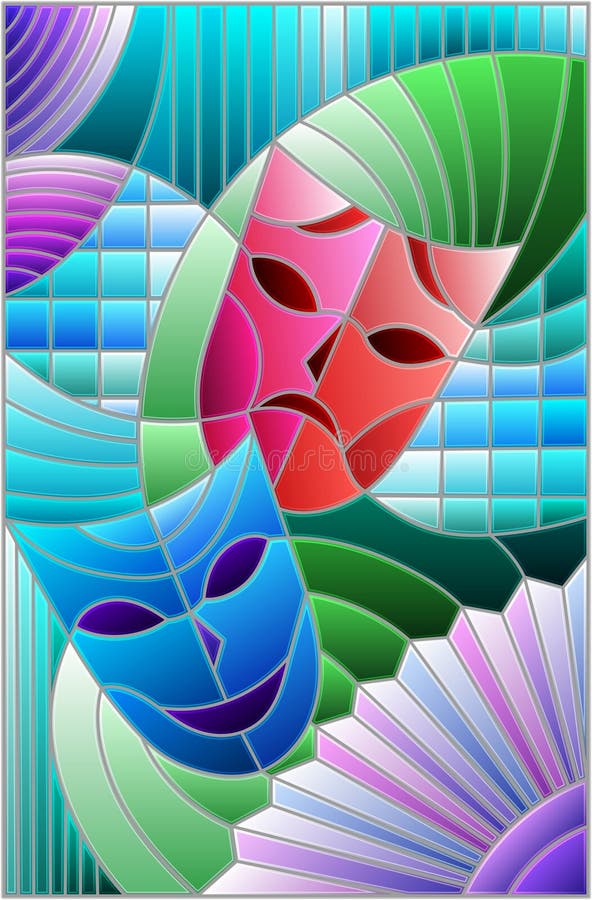 Illustration in Stained Glass Style on the Theme of Carnival, Abstract ...