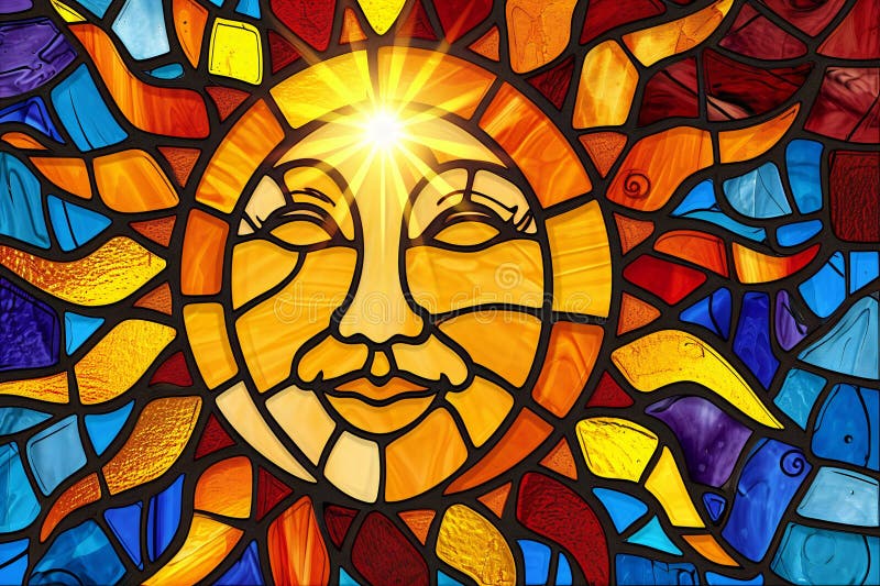 Illustration of a Stained Glass Window with the Sun Shining through it ...