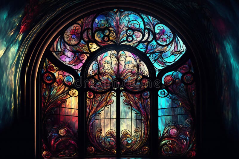 Stained Glasses, Creative Digital Illustration, Abstract, Religion ...