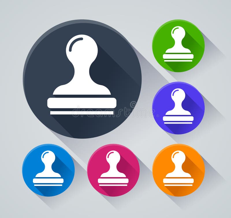 Stamp Circle Icons with Shadow Stock Vector - Illustration of vector ...