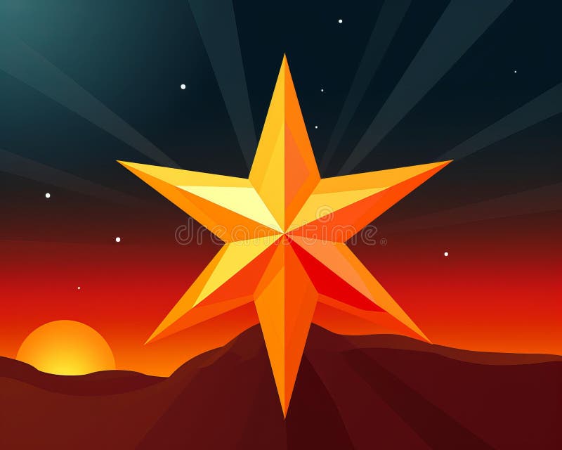 An Illustration of a Star in the Desert at Sunset Stock Illustration ...