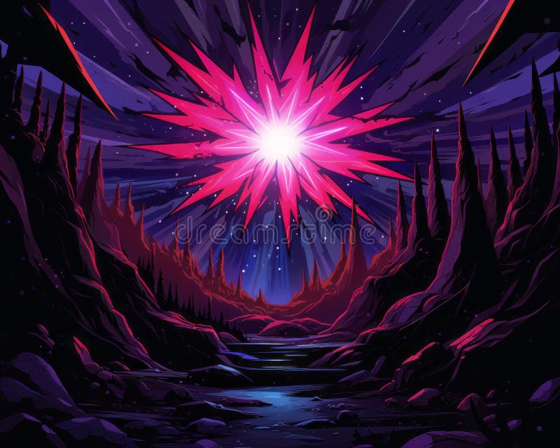 An Illustration of a Star Exploding in the Night Sky Stock Illustration ...