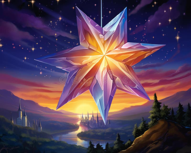 An Illustration of a Star Hanging from a Tree Stock Illustration ...