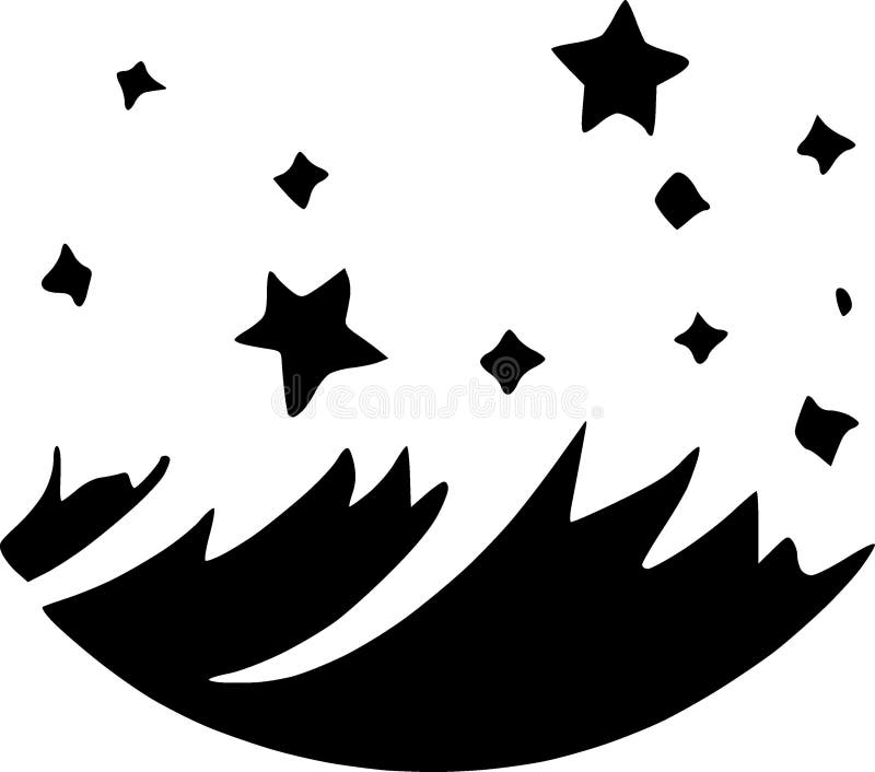 Illustration of a Star and Sea Wave Stock Illustration - Illustration ...