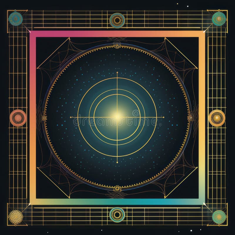 An Illustration of a Star in a Square with a Circle Around it Stock ...