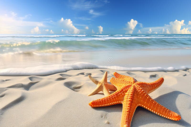 Starfish on the Beach, Creative Digital Illustration, Nature, Sea ...