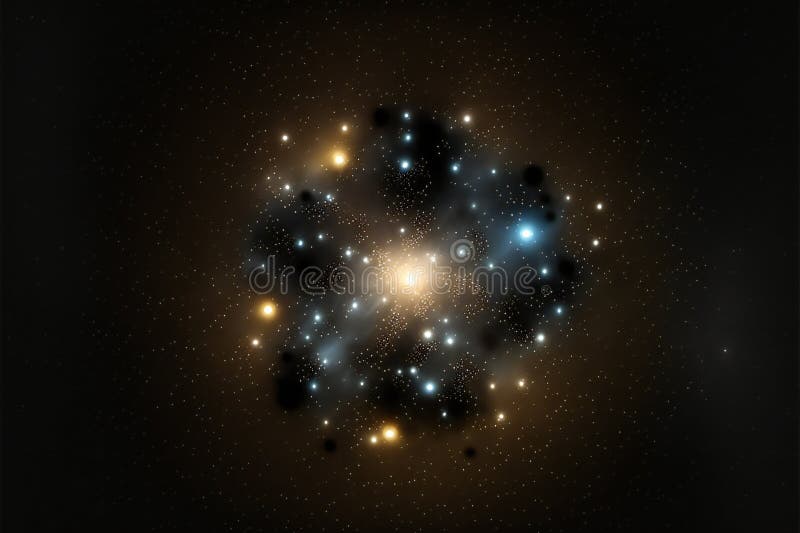 Stars Floating Over Light Spots on Black Background, Abstract, Colors ...