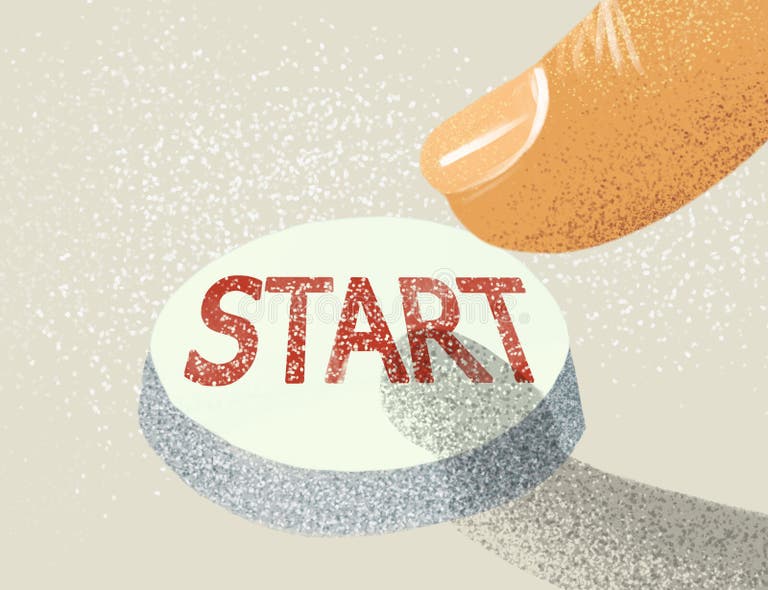 Illustration of the Start Button that the Finger Presses. Modern Light ...