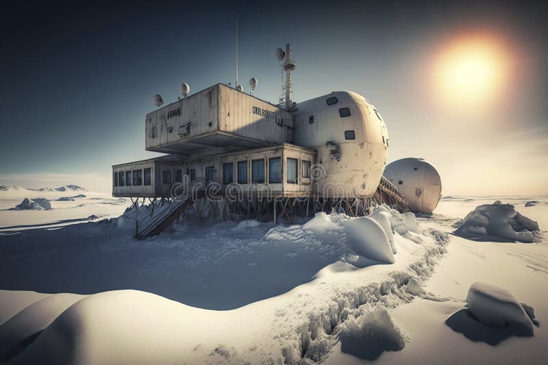 Illustration, Station in the Polar Arctic, Ai Generative Stock ...