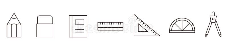 The Illustration of Stationery Icon Set Stock Vector - Illustration of ...