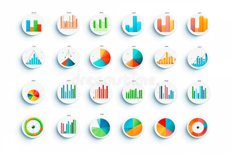 Illustration of Statistics Icons and Graphs on a White Background Stock ...