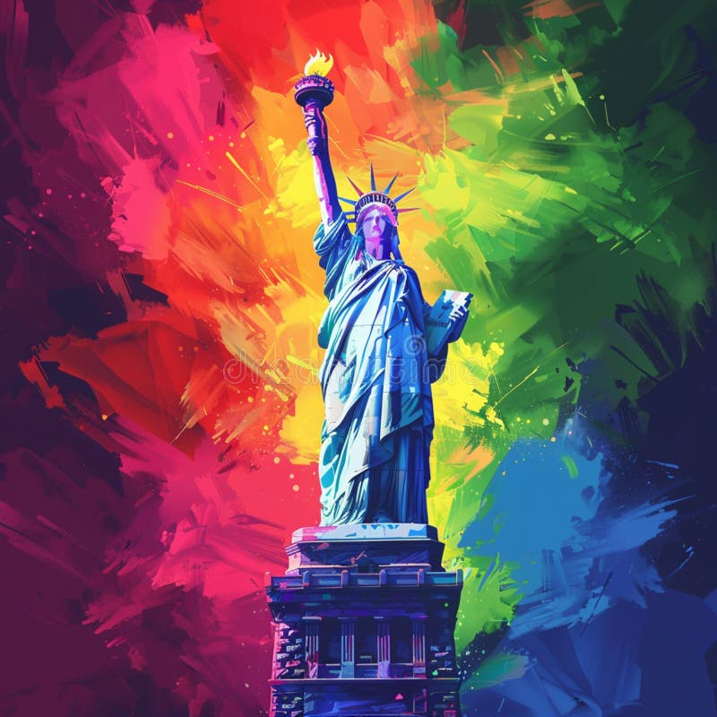 Illustration Of The Statue Of Liberty On Gay Pride Day Stock