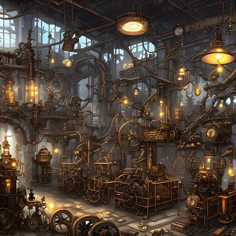 Brass Steampunk Factory stock image. Image of tech, cyberpunk - 291049075