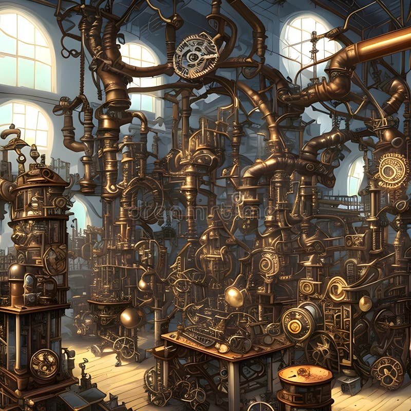 Brass Steampunk Factory stock photo. Image of cogs, steam - 291049084