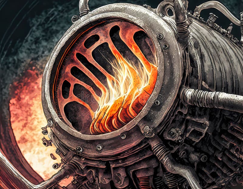 Illustration of a Steampunk Style Pyrolytic Engine. Clean Energy ...